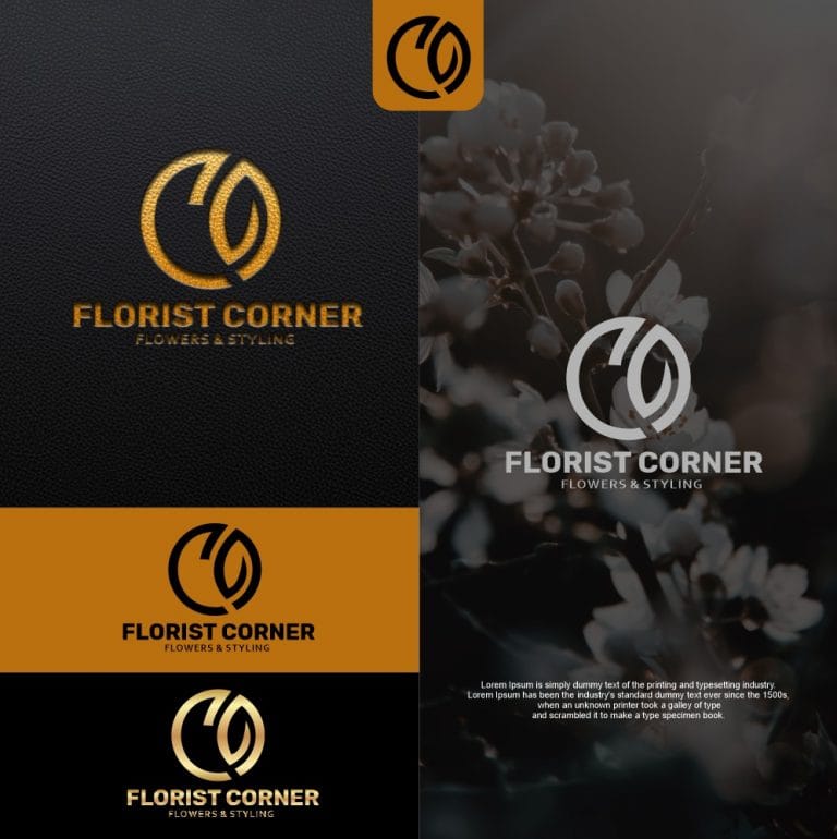 Desain Logo Toko Bunga Florist Corner - Jasalogo.id