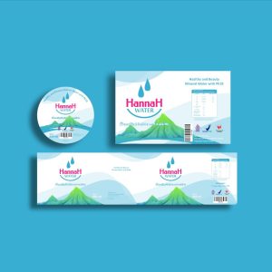 Desain Logo Air Minum Mineral Hannah Water - Jasalogo.id