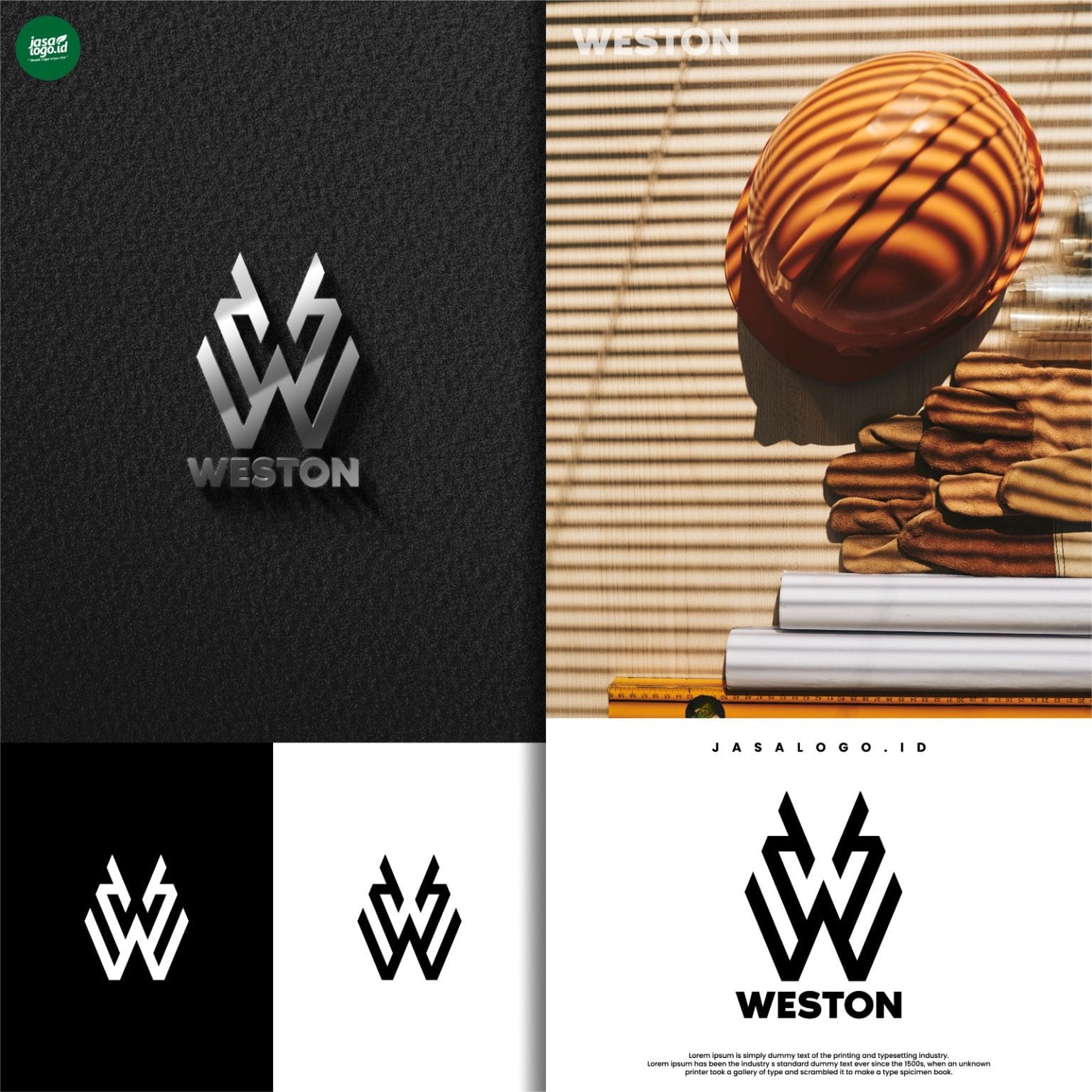 Desain Logo Usaha Bahan Bangunan Weston - Jasalogo.id