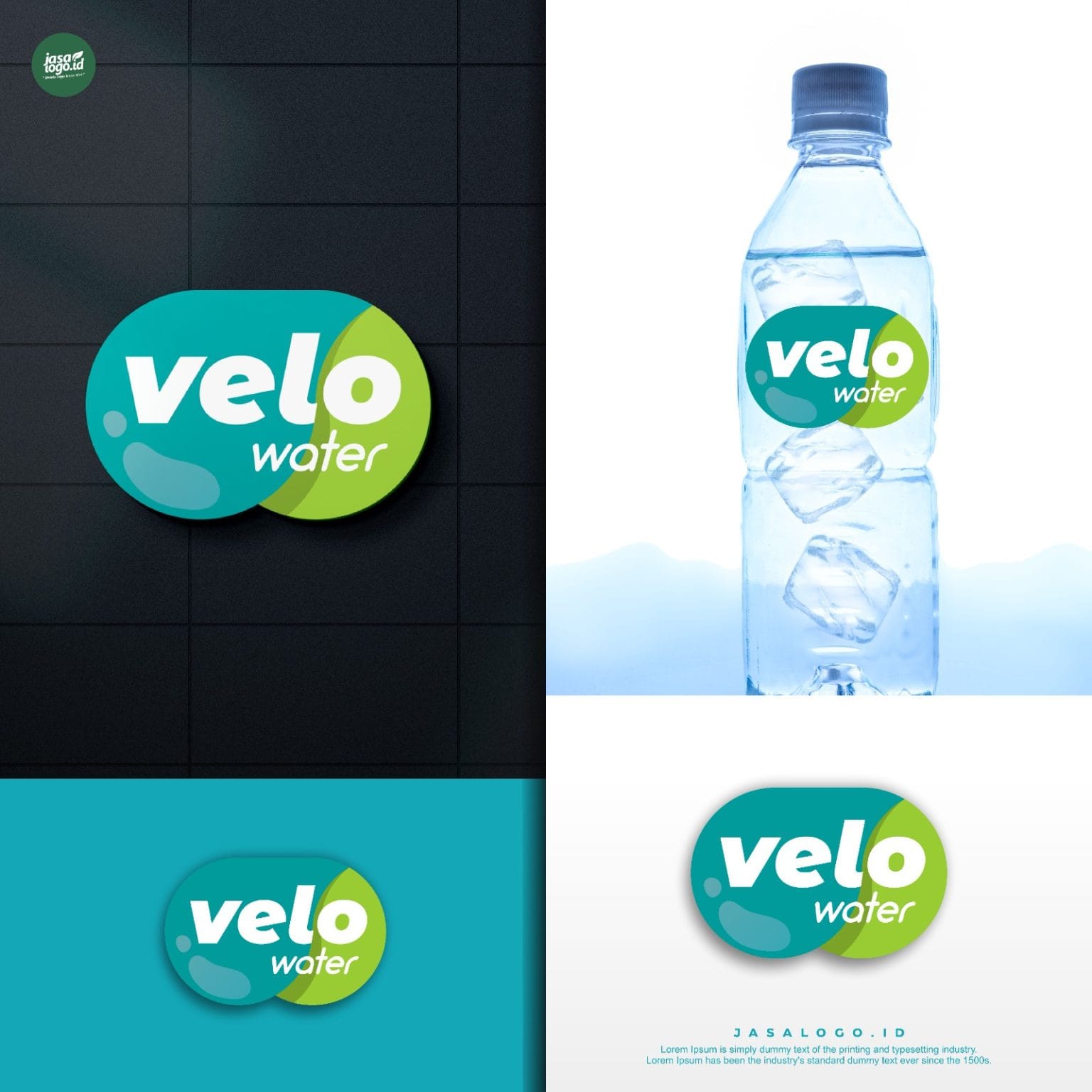 Desain Logo Minuman Air Mineral Klien VELO WATER - Jasalogo.id