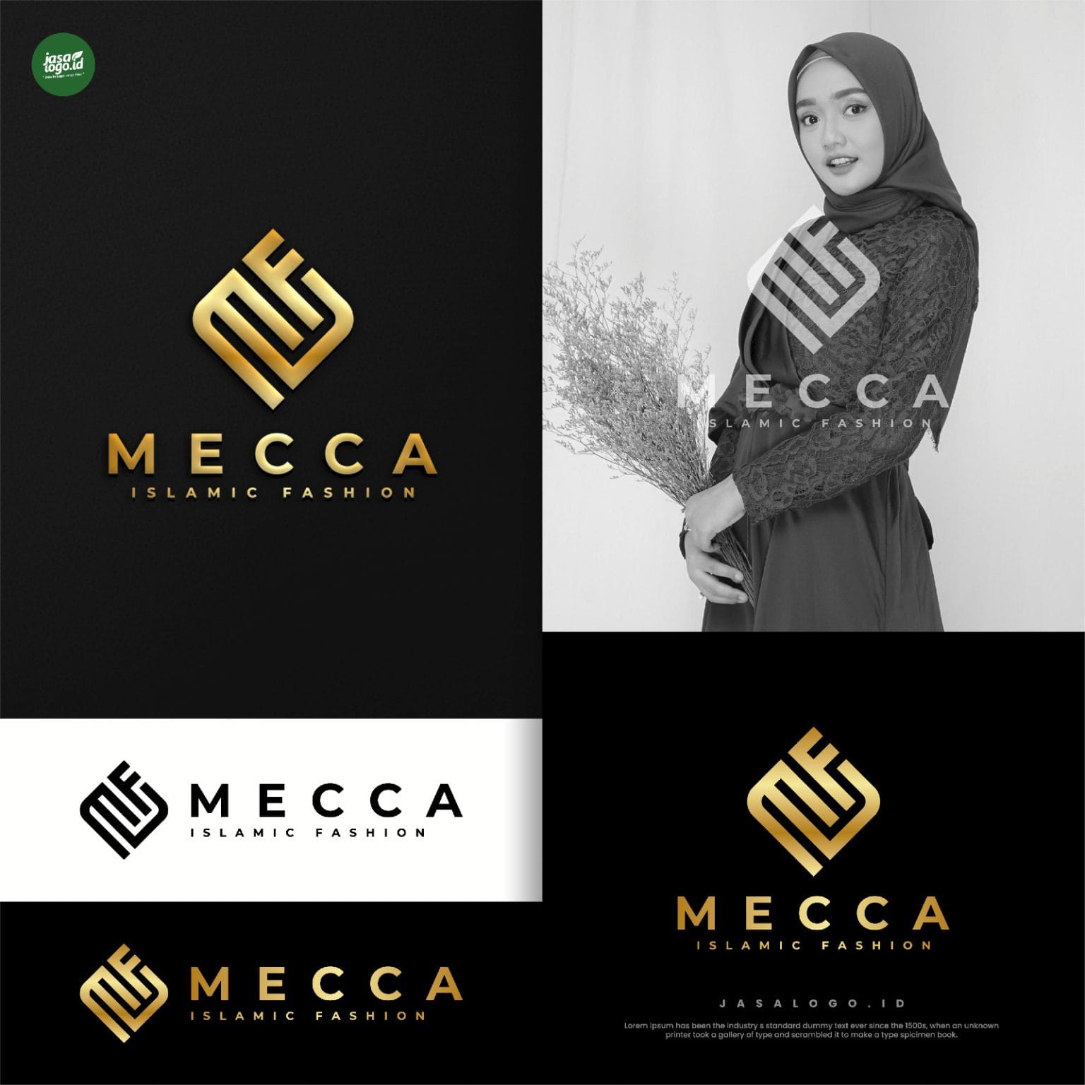 Portofolio Logo Fashion Muslim Klien Mecca - Jasalogo.id