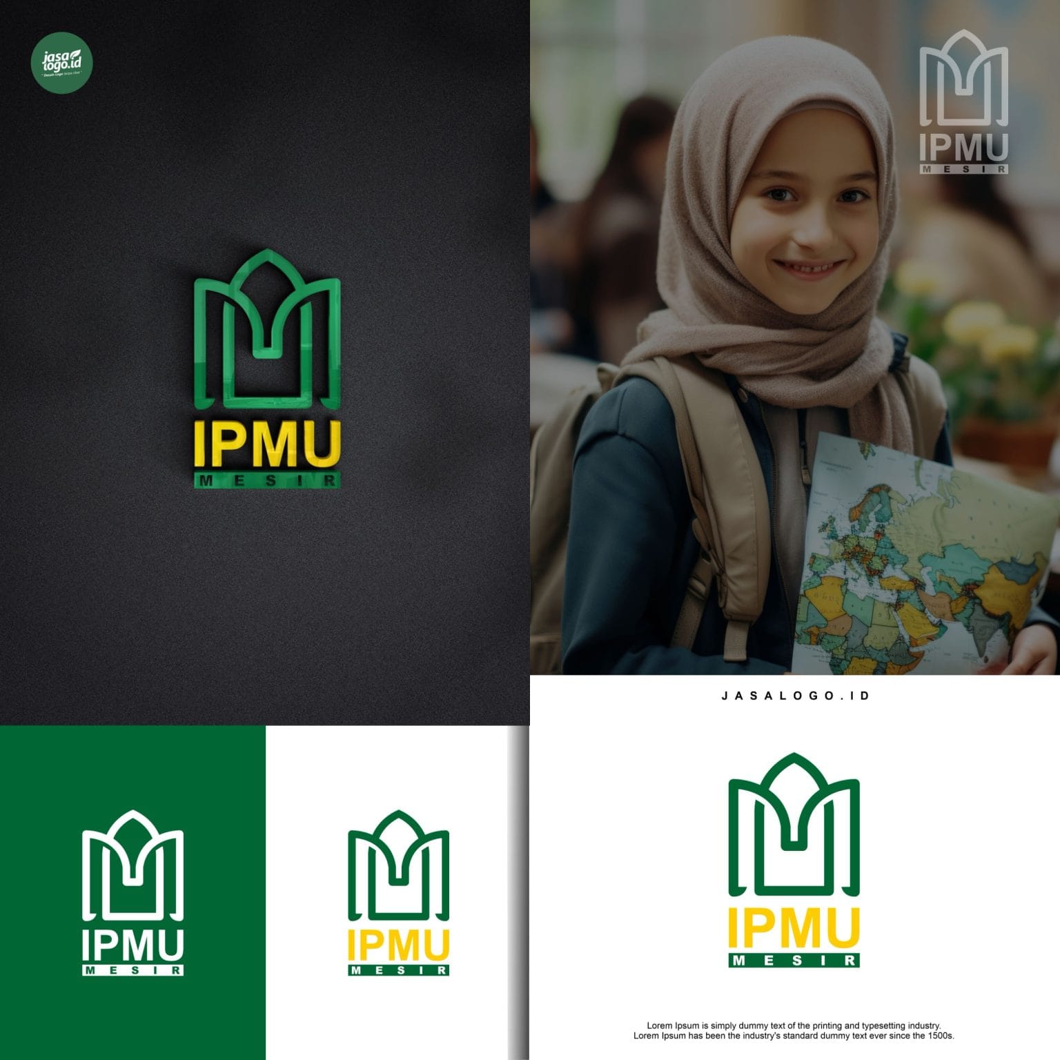 Branding Logo dengan Warna Hijau dan Kuning - Jasalogo.id