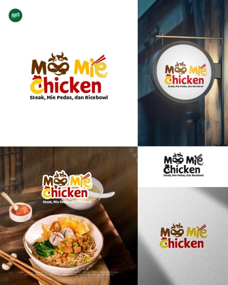 Desain Logo Makanan Moo Mie Chicken - Jasalogo.id